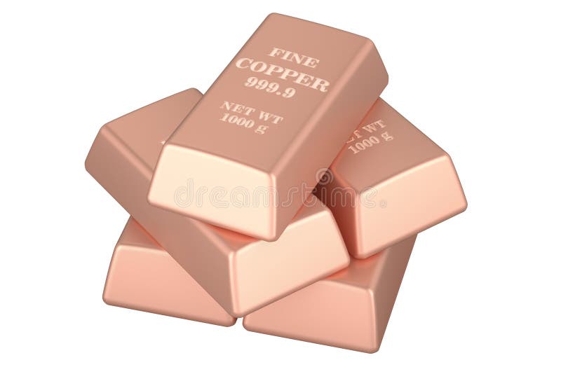 Copper Bars, Copper Ingots. 3D Rendering Stock Illustration ...