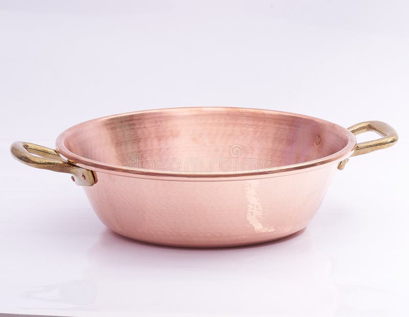 Copper basin on white stock image. Image of exhibition - 177452837