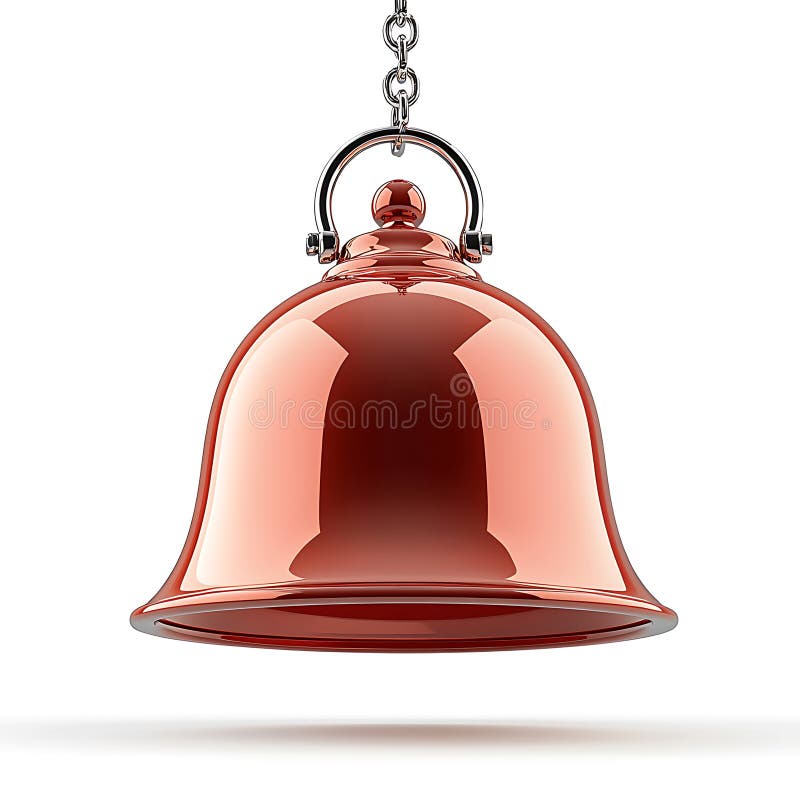 Copper Bell Hanging on Silver Chain Detailed Rendering with Reflections ...