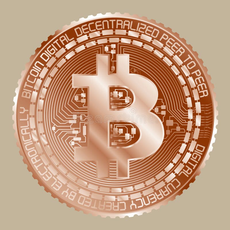 Copper Bitcoin stock vector. Illustration of symbol, business - 97609302