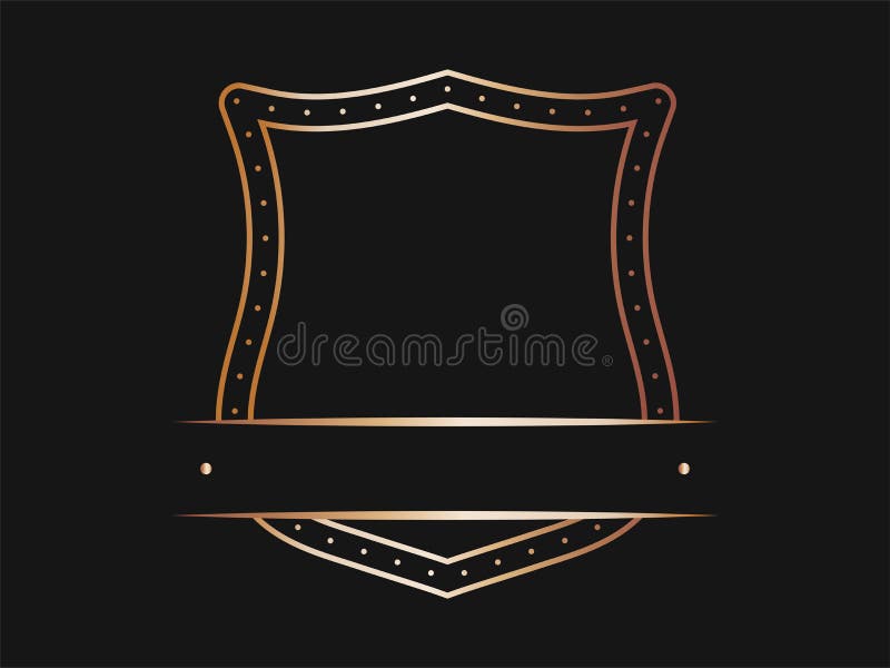 Copper Blank Shield Frame or Label on Black Stock Illustration ...