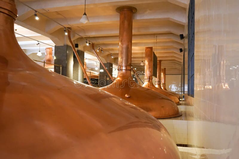 Copper Boilers for Brewing Beer. Stock Photo - Image of plzen, malt ...