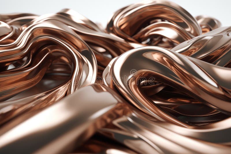 Copper and Bronze Twisted Waves: Modern Minimalist 3D Render Desig ...