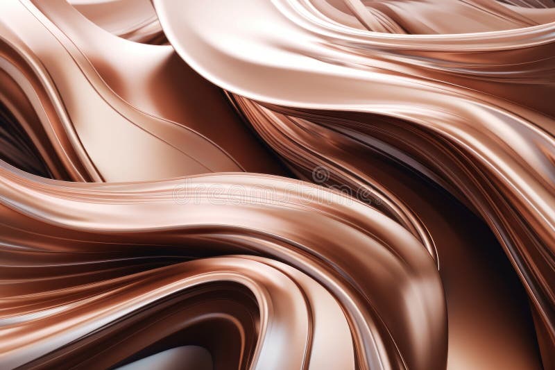 Copper and Bronze Waves: Modern Minimalist 3D Render with Industrial ...