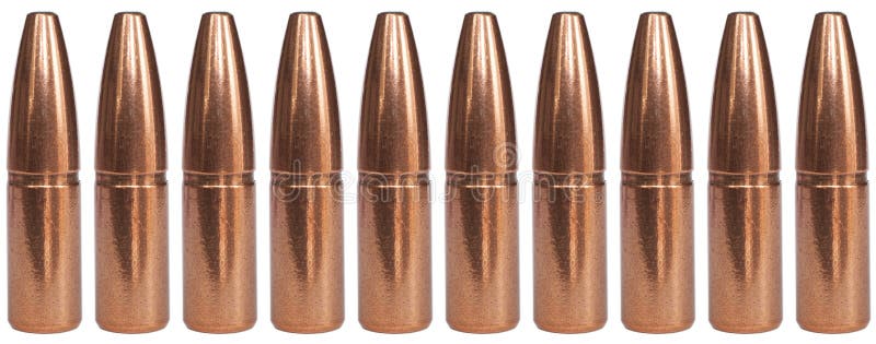 Copper bullet lineup stock photo. Image of ballistics - 48665076