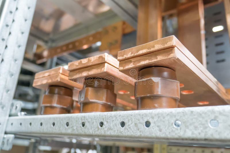 Copper bus bar stock image. Image of copper, installation - 95191213