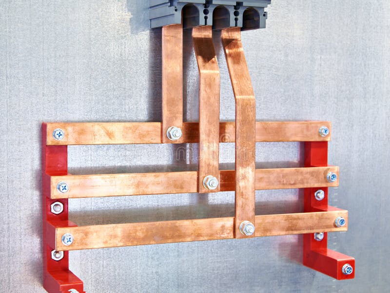 Copper busbar transformer stock image. Image of industrial - 257563489