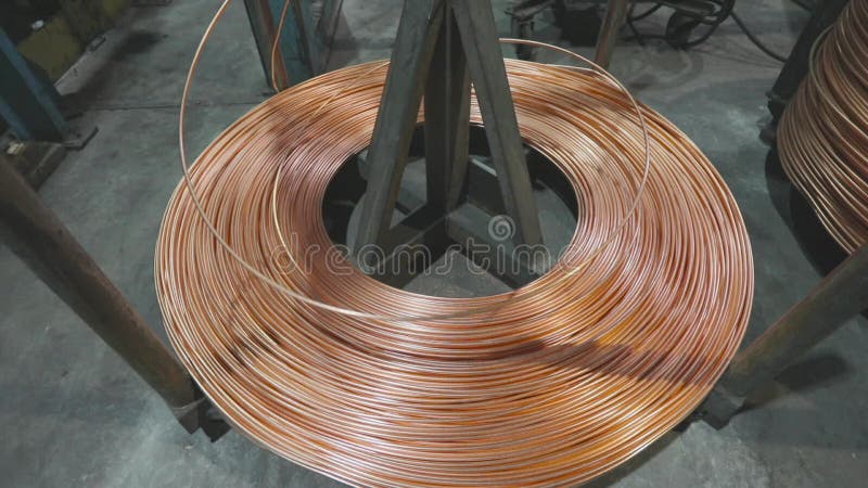 Copper Cable, a Coil of Copper Cable. Copper Cable Manufacturing Stock ...