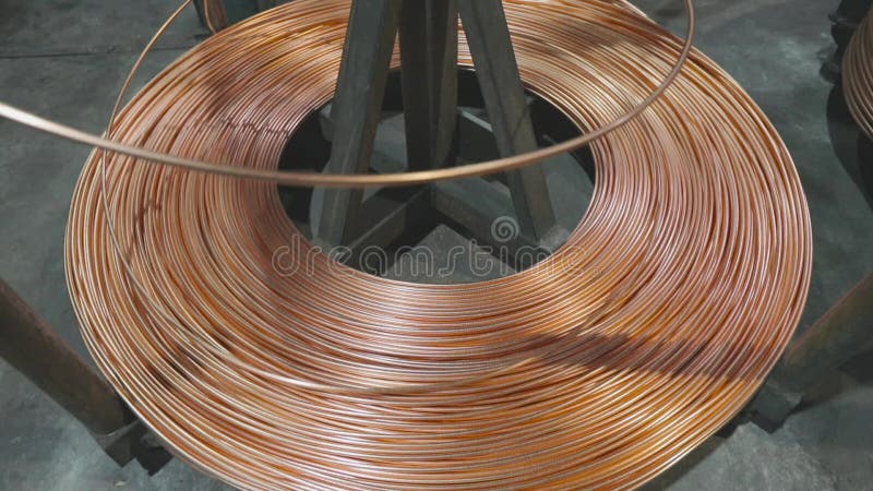 Copper Cable, a Coil of Copper Cable. Copper Cable Manufacturing Stock ...