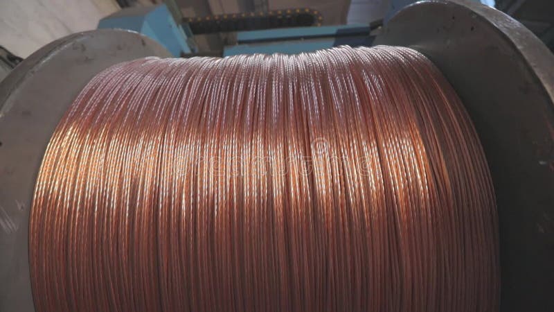 Copper Cable, a Coil of Copper Cable. Copper Cable Manufacturing Stock ...