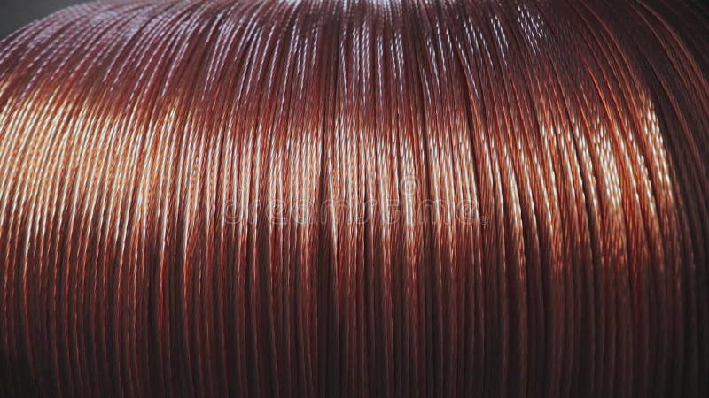 Copper Cable, a Coil of Copper Cable. Copper Cable Manufacturing Stock ...