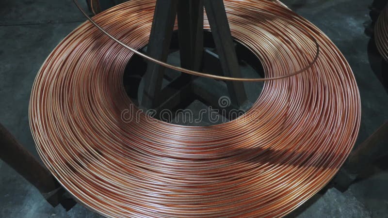 Copper Cable, a Coil of Copper Cable. Copper Cable Manufacturing Stock ...
