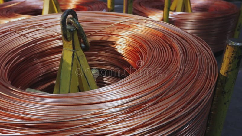 Copper Cable, a Coil of Copper Cable. Copper Cable Manufacturing Stock ...