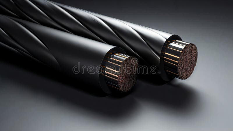 Sleek Black Cables with Exposed Copper Wire Design, Generative Ai Stock ...