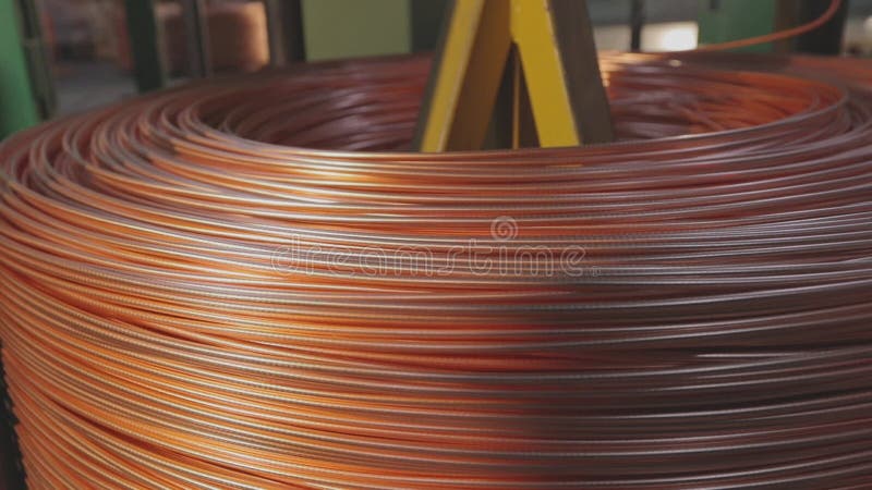Copper Cable Manufacturing Close-up. Copper Cable, a Coil of Copper ...