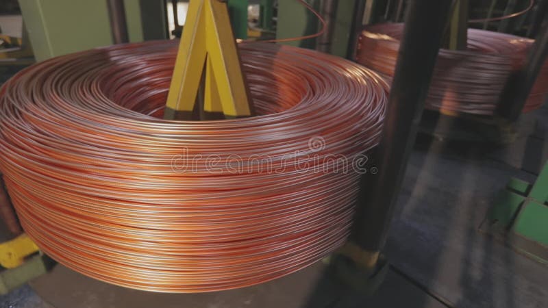 Copper Cable Manufacturing Close-up. Copper Cable, a Coil of Copper ...
