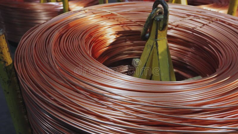 Copper Cable, a Coil of Copper Cable. Copper Cable Manufacturing Stock ...