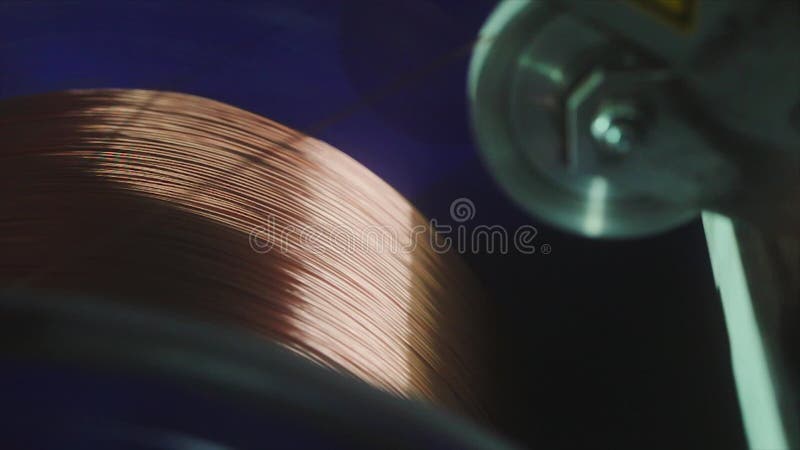 Copper Cable Manufacturing Process. Close-up Wire Production Stock ...