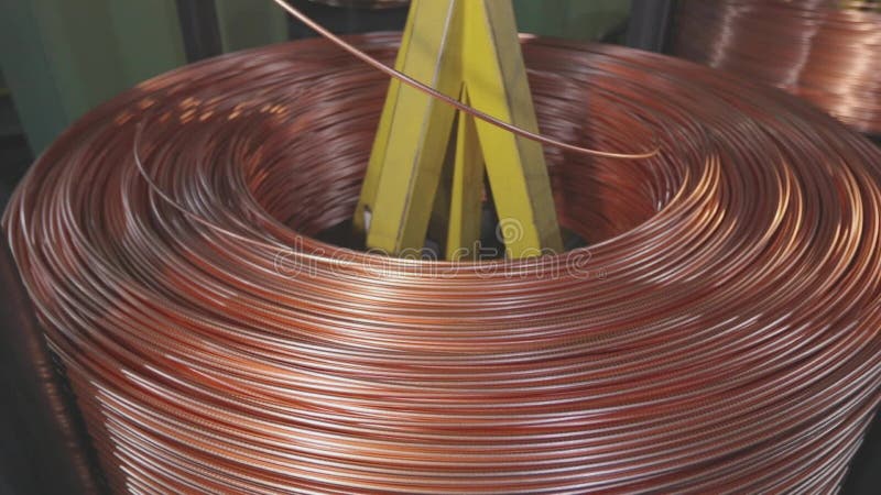Copper Cable Manufacturing Process. Copper Cable Spool Rotation Stock ...