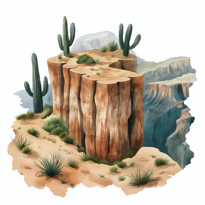 Copper Canyon. Copper Canyon Hand Drawn Watercolor Illustration Stock ...