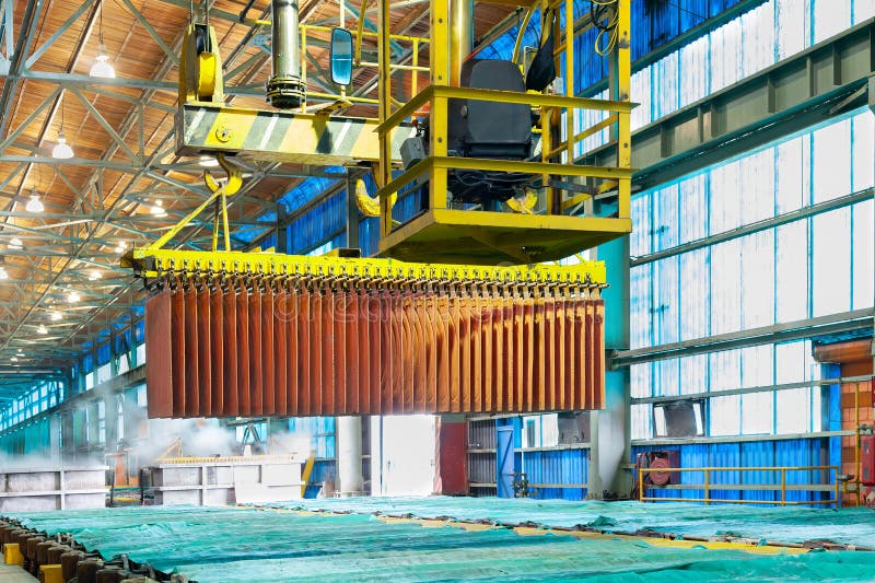 Copper Cathodes at an Electrowinning Plant Stock Photo - Image of ...