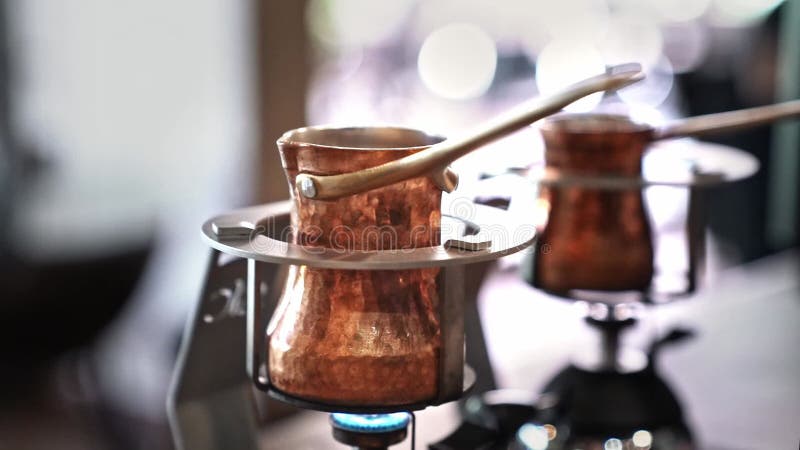 Copper Cezve Brewing Coffee Flame Preparation, Traditional Process ...