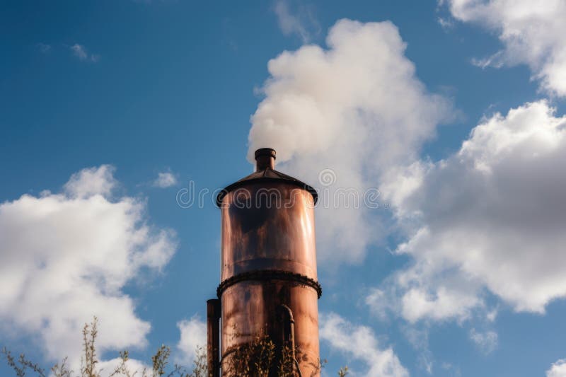 Copper Chimney with Smoke Rising Against a Blue Sky Stock Image - Image ...