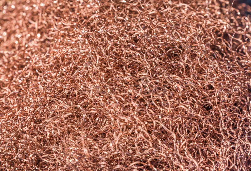 Copper metal chips stock image. Image of industry, waste - 113363851