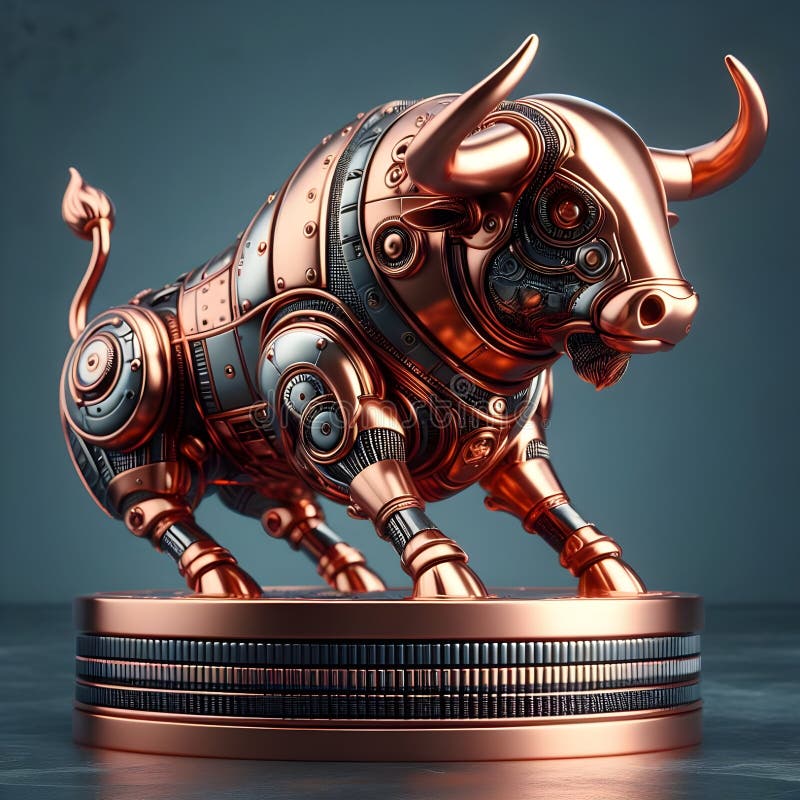 Copper Chrome and Glass Mechanical Bull, 3d Render. Stock Illustration ...