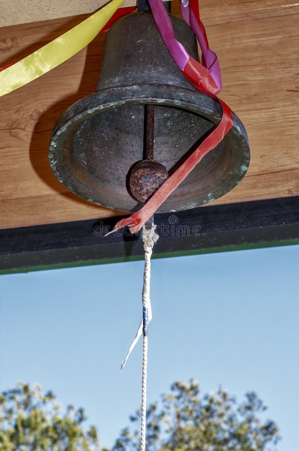 Copper Church Bell in the Tower Stock Image - Image of blue, religion ...