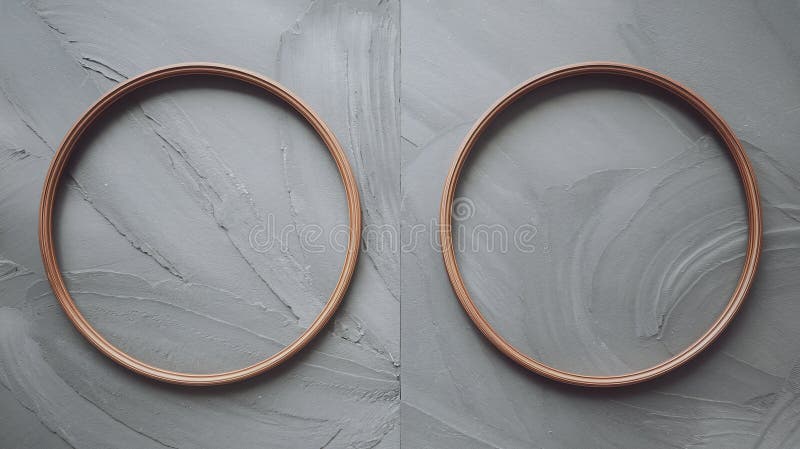 Copper Circular Frames on Textured Gray Background Minimalist Decor ...