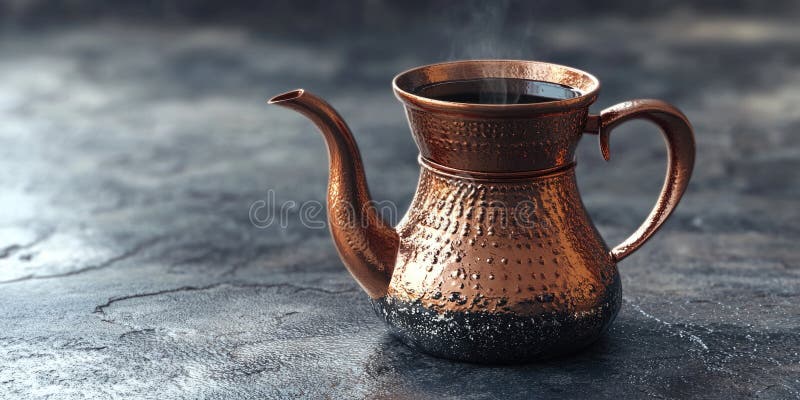 Copper Coffee Pot Steam stock image. Image of breakfast - 377629285