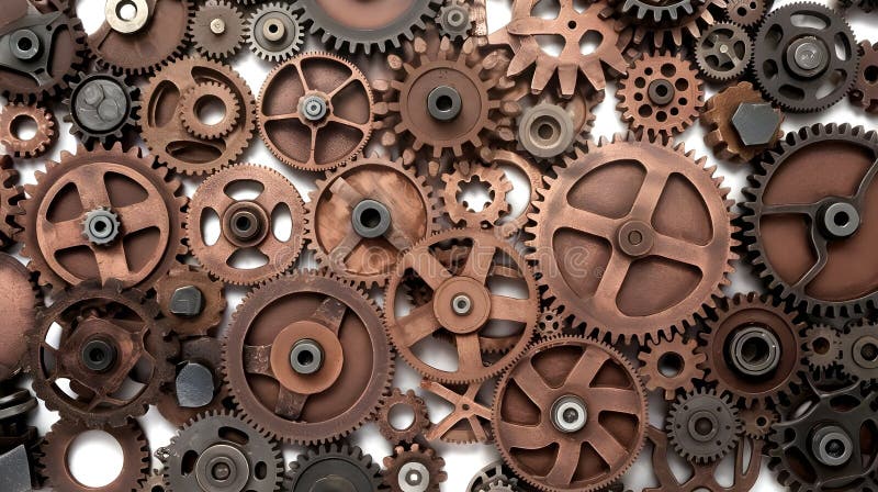 Copper Cogwheels and Gears Background Steampunk Industrial Design Stock ...