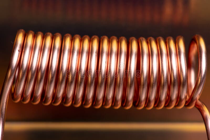 Copper coil close-up stock photo. Image of electromagnetic - 164151434