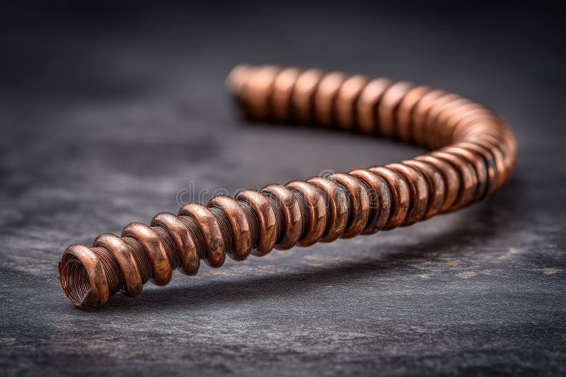 Copper Coil is Displayed on a Textured Dark Surface Showcasing Its ...