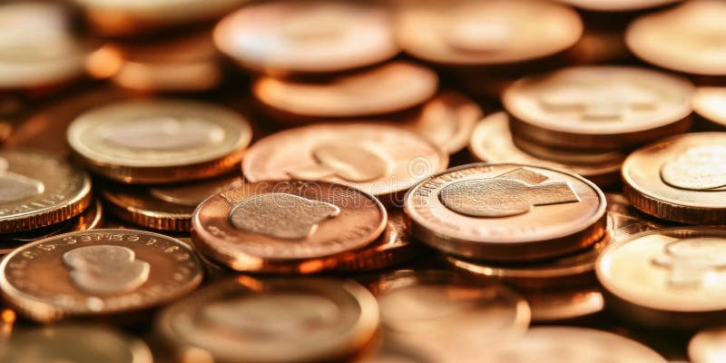 Copper coins pile closeup stock illustration. Illustration of banking ...