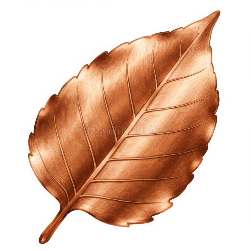 Copper-Colored Leaf Illustration on White Background Stock Illustration ...