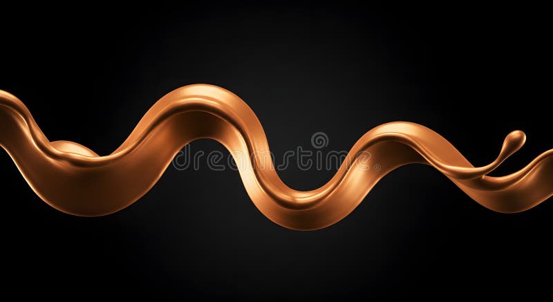Copper-colored Liquid Splash on Black Background Stock Illustration ...