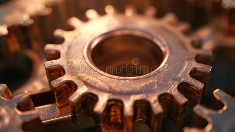 Copper Colored Metallic Gear Wheels in Motion Stock Illustration ...