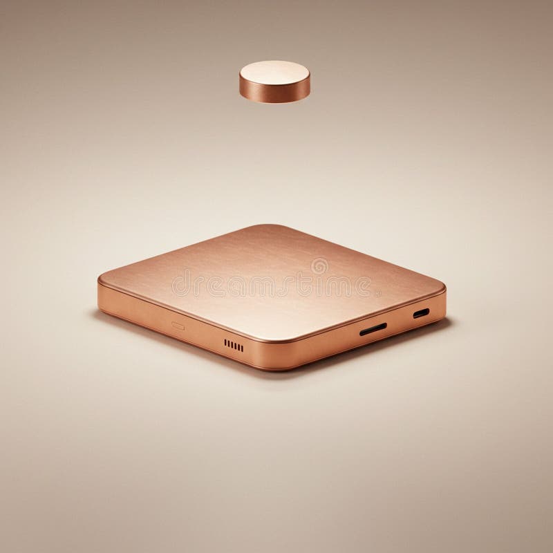 Copper-colored, Rectangular Device with Rounded Edges, Featuring Ports ...