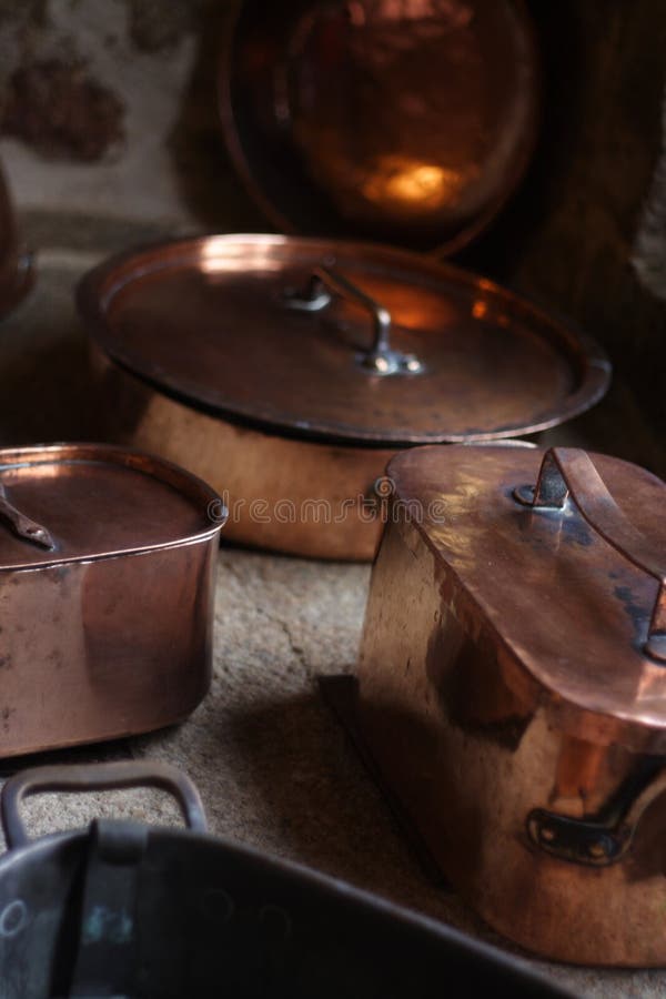 Copper cookware stock photo. Image of lassay, recipient - 9900450