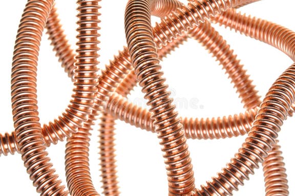 Copper corrugated pipe stock image. Image of current - 29629495