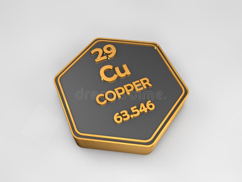 Copper - Cu - Chemical Element Periodic Table Hexagonal Shape Stock ...