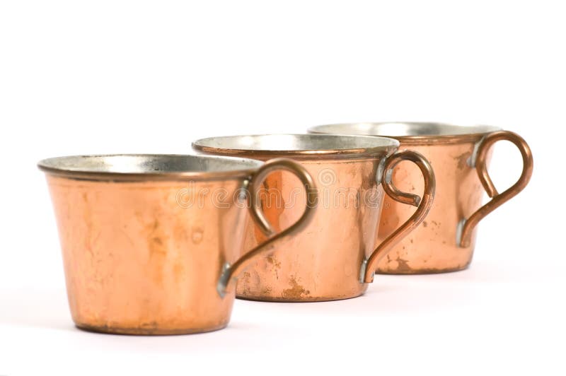 Copper cups stock image. Image of three, retro, metal - 4362283
