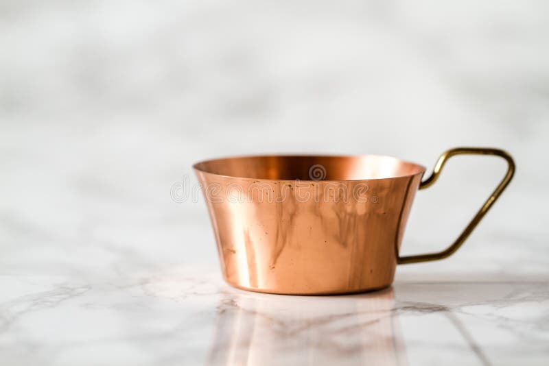 Copper Cups with Handle for Water, Tea, Coffee or Wine Stock Image ...