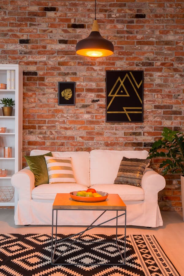 Copper decor living room stock image. Image of furniture - 88186977