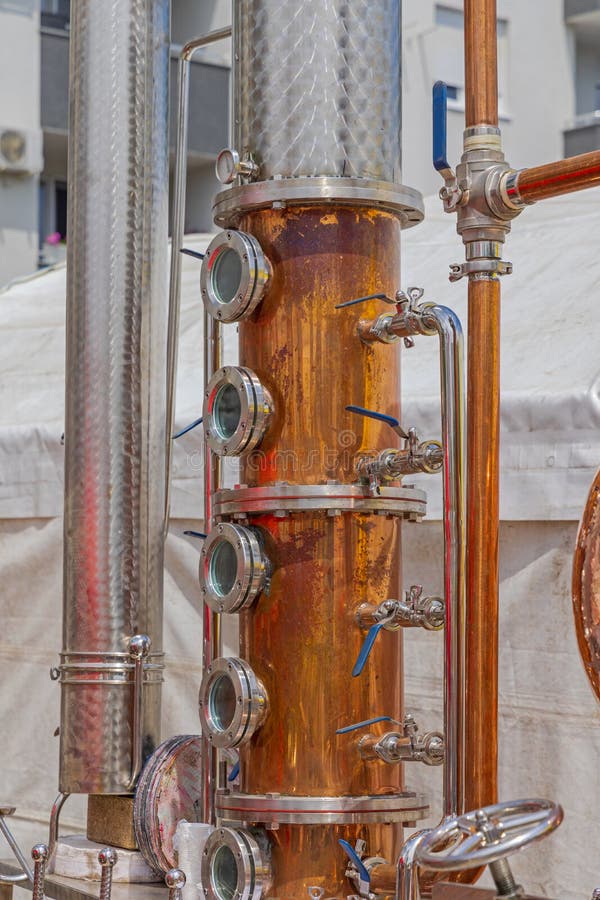 Copper Distillation Column stock image. Image of alcohol - 249380813