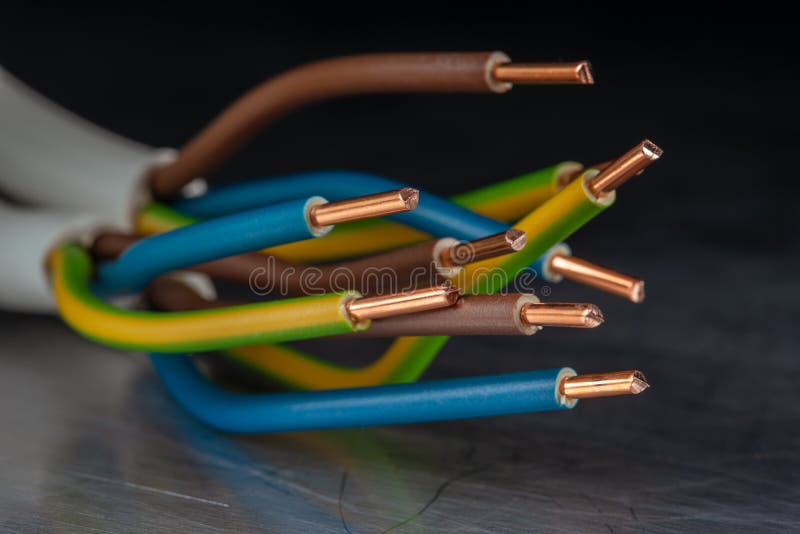 Copper Electric Power Cables Wire Used in Electrical Installation Stock ...