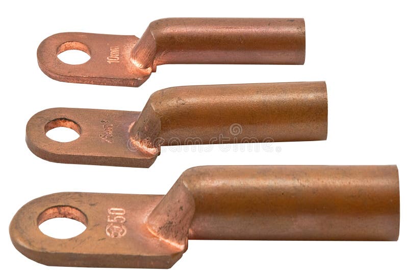 Copper electric terminals stock image. Image of current - 169940521