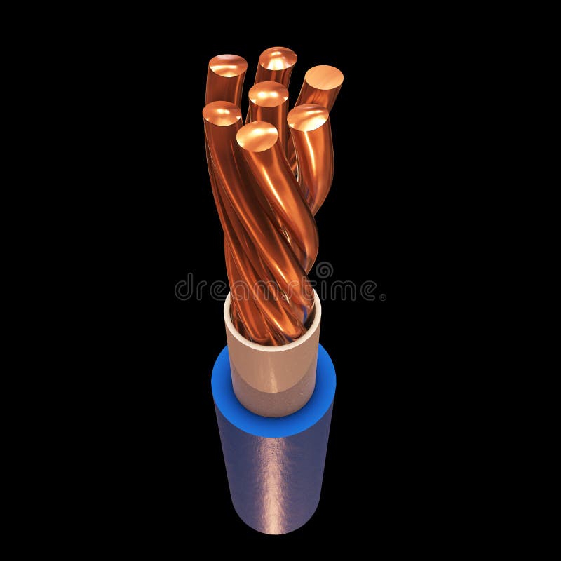 Copper electrical cable 3d stock illustration. Illustration of danger ...